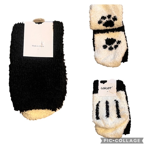 Accessories | Fuzzy Cat Paw Socks Black | Poshmark